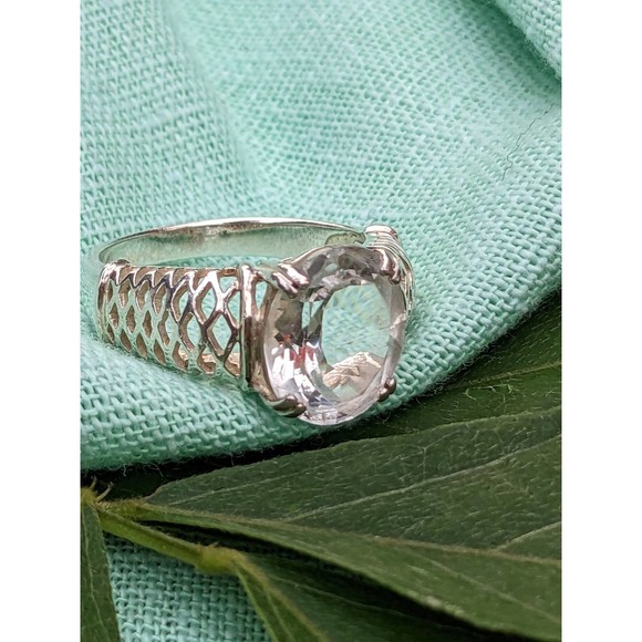 Vintage | Jewelry | Vintage Sterling Solitaire Ring Size 8 Simulated ...